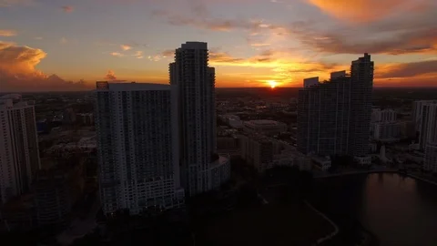 Aerial drone view of Miami downtown skys... | Stock Video | Pond5