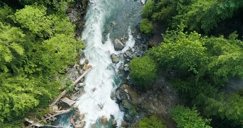 Aerial Drone View of River Rapids in Pac... | Stock Video | Pond5