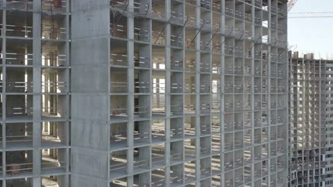Aerial elevator shot of a concrete frame... | Stock Video | Pond5