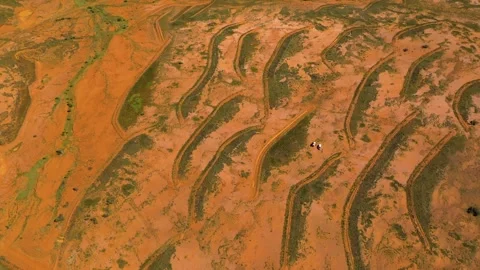 Aerial of farm in outback desert landsca... | Stock Video | Pond5