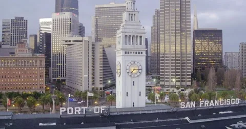Aerial Ferry Building and Port of San Fr... | Stock Video | Pond5