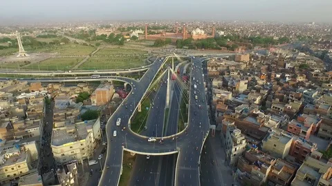 Aerial fly oover of Lahore's famous elev... | Stock Video | Pond5