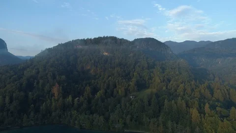 Aerial fly over trees with low hanging c... | Stock Video | Pond5