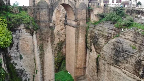 Aerial fly toward arch shot of Puente Nu... | Stock Video | Pond5
