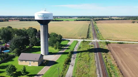 Aerial flyby of Thamesford, Ontario, Can... | Stock Video | Pond5