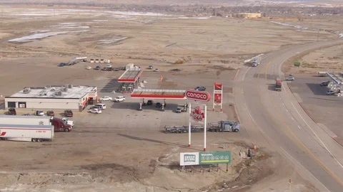 AERIAL: Flying around ConocoPhillips and... | Stock Video | Pond5