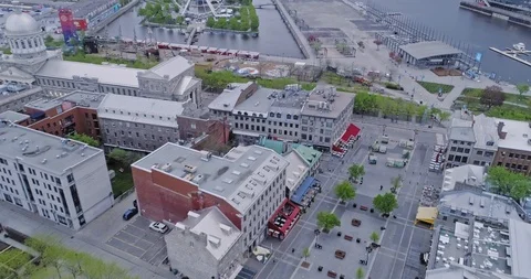 AERIAL: Flying over old port Place Jacqu... | Stock Video | Pond5