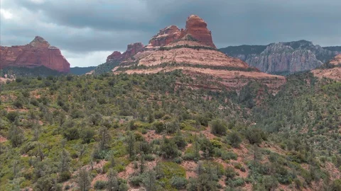 Aerial: flying over red-rock buttes in t... | Stock Video | Pond5