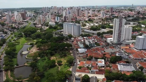 Aerial flying towards HRAC USP, Centrinh... | Stock Video | Pond5