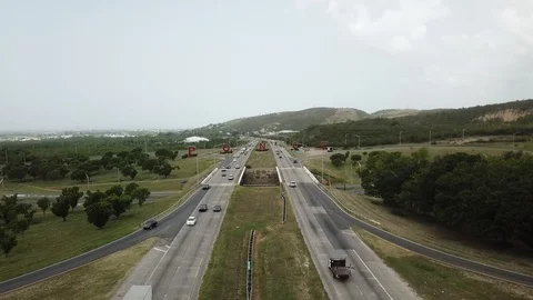 AERIAL: Flying with the traffic on the h... | Stock Video | Pond5