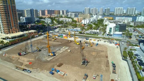 Aerial flyover construction site inspect... | Stock Video | Pond5