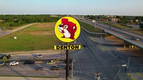 Aerial footage of the Buc-ee's sign in D... | Stock Video | Pond5