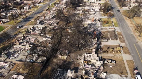 Aerial footage of devastation from Eaton... | Stock Video | Pond5