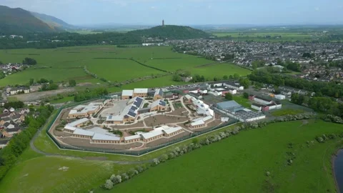 Aerial footage of new HMP and YOI Stirli... | Stock Video | Pond5