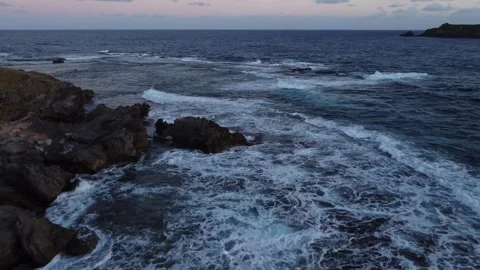 Aerial FPV fly over ocean full wave cras... | Stock Video | Pond5