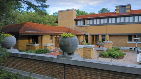 Aerial: Frank Lloyd Wright's Allen House... | Stock Video | Pond5