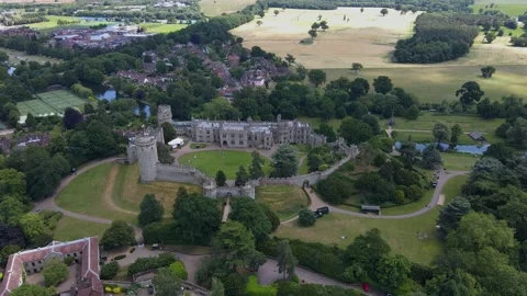 Aerial Front View Of Warwick Castle In D... | Stock Video | Pond5