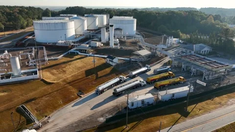 Aerial of fuel distribution petro chemic... | Stock Video | Pond5