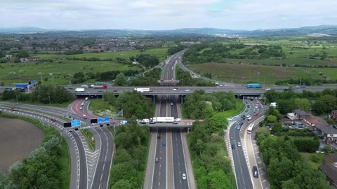 Aerial huge multi-lane circle roundabout... | Stock Video | Pond5