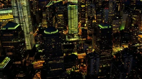 Aerial illuminated view Ground Zero Manh... | Stock Video | Pond5