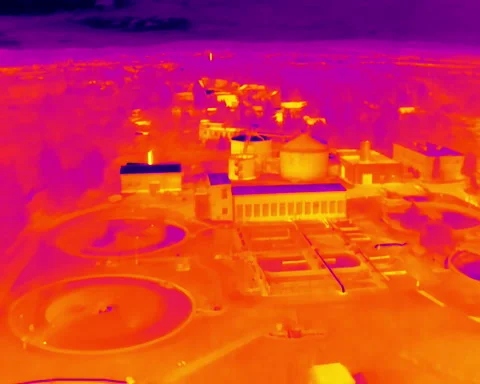 Aerial infrared thermal view of wastewat... | Stock Video | Pond5