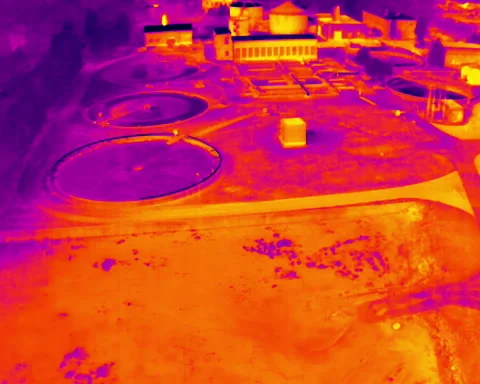 Aerial infrared thermal view of wastewat... | Stock Video | Pond5