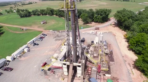 Aerial of Large Drilling Rig Close up of... | Stock Video | Pond5