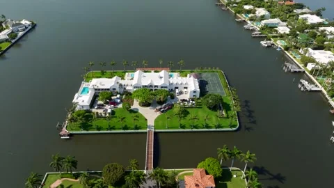 Aerial lateral flyby 10 Tarpon Isle luxu... | Stock Video | Pond5