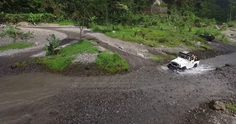 Aerial Lava Tour Merapi with Jeep of Mer... | Stock Video | Pond5