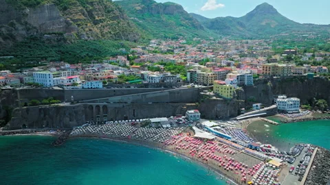 Aerial Lido Metamare Beach view in Meta,... | Stock Video | Pond5