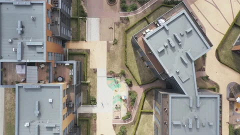 AERIAL: Lines of Buildings with Futurist... | Stock Video | Pond5