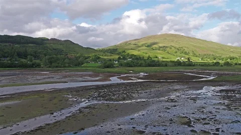 Aerial of Loch Laich and the historic ca... | Stock Video | Pond5
