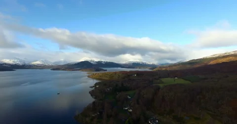 Aerial: Loch Tay in the Scottish Highlan... | Stock Video | Pond5