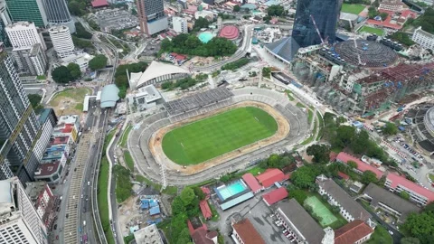Aerial look down at Stadium Merdeka. | Stock Video | Pond5