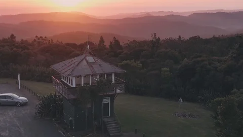 Aerial: Lookout tower over the Waipoua F... | Stock Video | Pond5