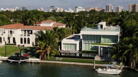 Aerial of Luxury Homes In Miami Beach an... | Stock Video | Pond5