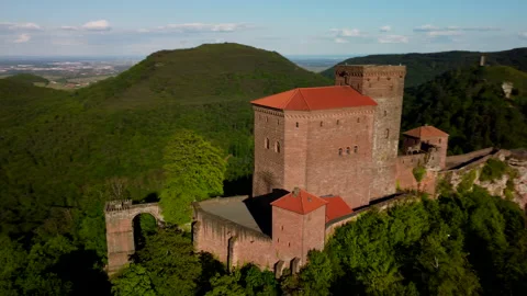 Aerial of the medieval Trifels' Castle w... | Stock Video | Pond5