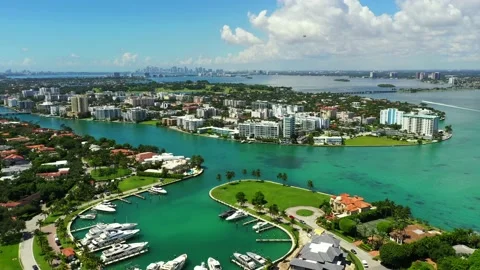 Aerial Miami Beach scene Bay Harbor Isla... | Stock Video | Pond5