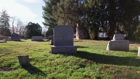 Aerial moving through grave stones in ce... | Stock Video | Pond5