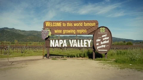 Aerial: Napa Valley Welcome Sign And Vin... | Stock Video | Pond5