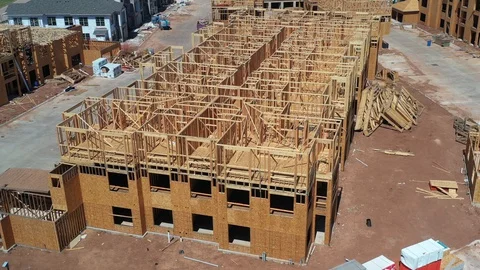 Aerial new residential commercial constr... | Stock Video | Pond5