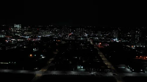 Aerial night video Downtown Hamilton Ont... | Stock Video | Pond5