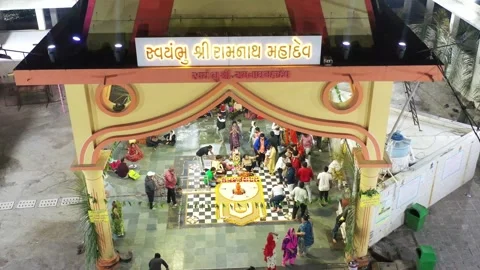 Aerial Night view of Rajkot's Ramnath Ma... | Stock Video | Pond5