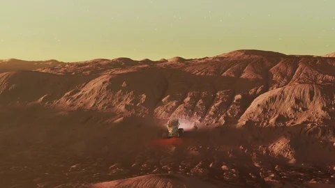 Aerial Orbit Behind Mars Rover Driving o... | Stock Video | Pond5