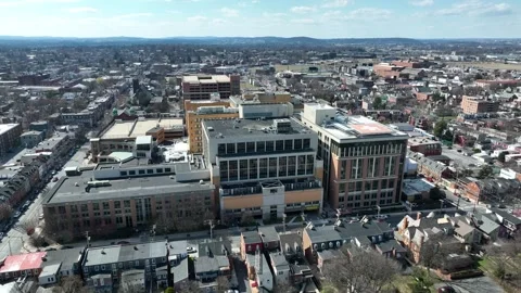 Aerial orbiting shot of hospital buildin... | Stock Video | Pond5