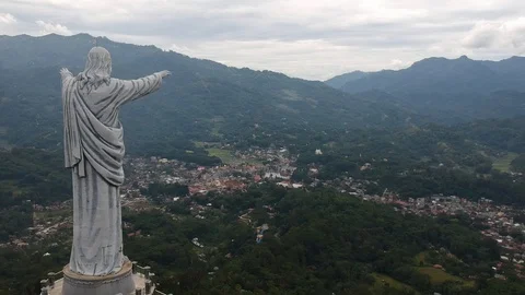 Aerial over Big and Giant Jesus Statue S... | Stock Video | Pond5