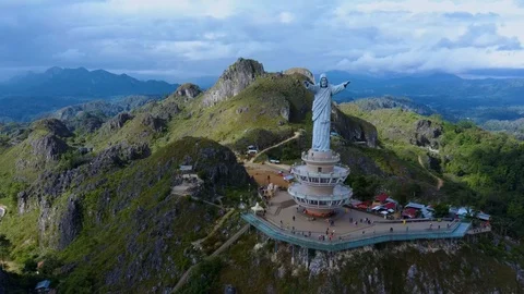 Aerial over Big and Giant Jesus Statue S... | Stock Video | Pond5