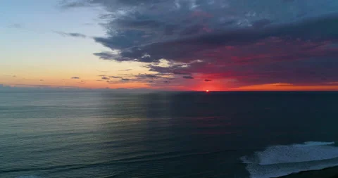 Aerial Over Dark Ocean Surf With Last Su... | Stock Video | Pond5