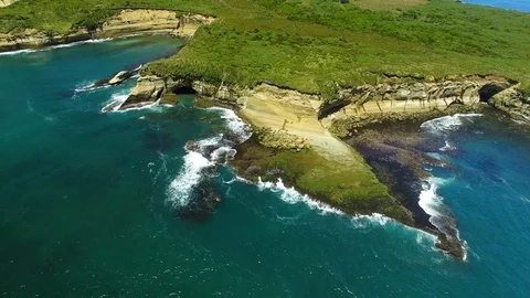 Aerial over sea near cliffs, 4k drone fo... | Stock Video | Pond5
