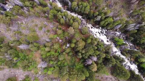 Aerial overhead shot of a stream of wate... | Stock Video | Pond5